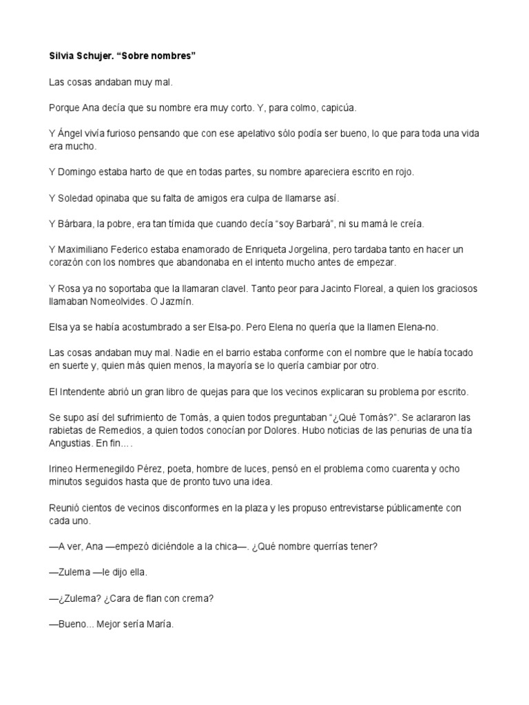 Silvia Schujer Sobre Nombres | PDF