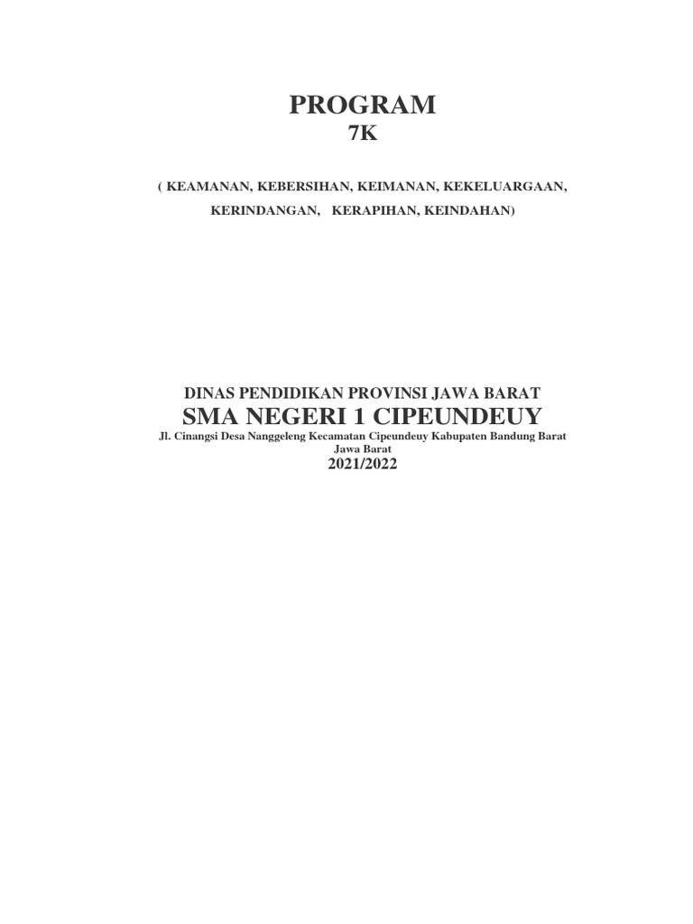 Program 7K untuk Sekolah Berkualitas | PDF | Karier & Perkembangan