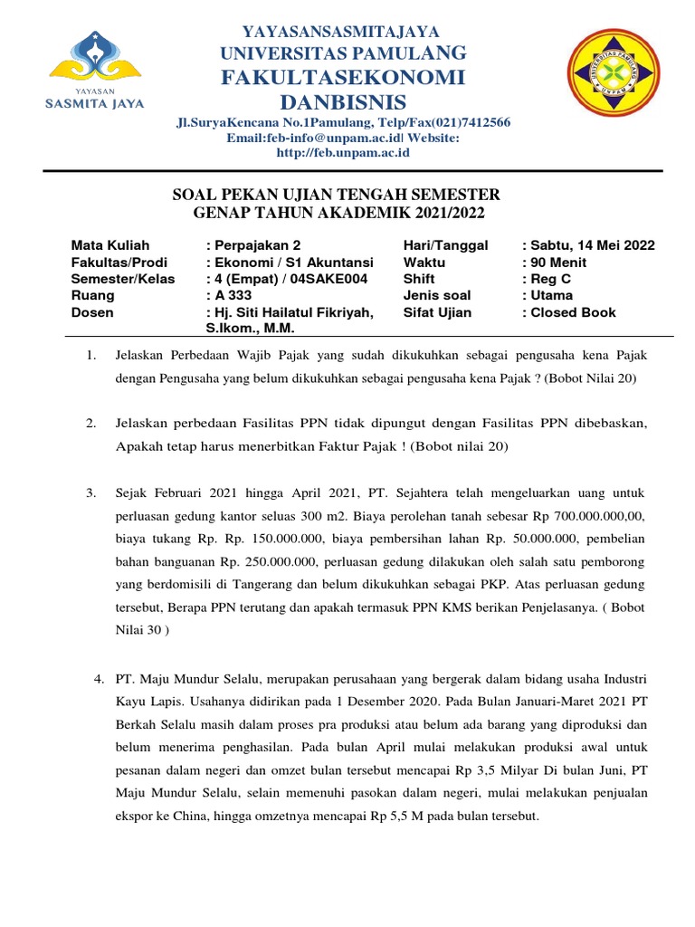 Soal Uts Perpajakan 2 Modul 2 | PDF
