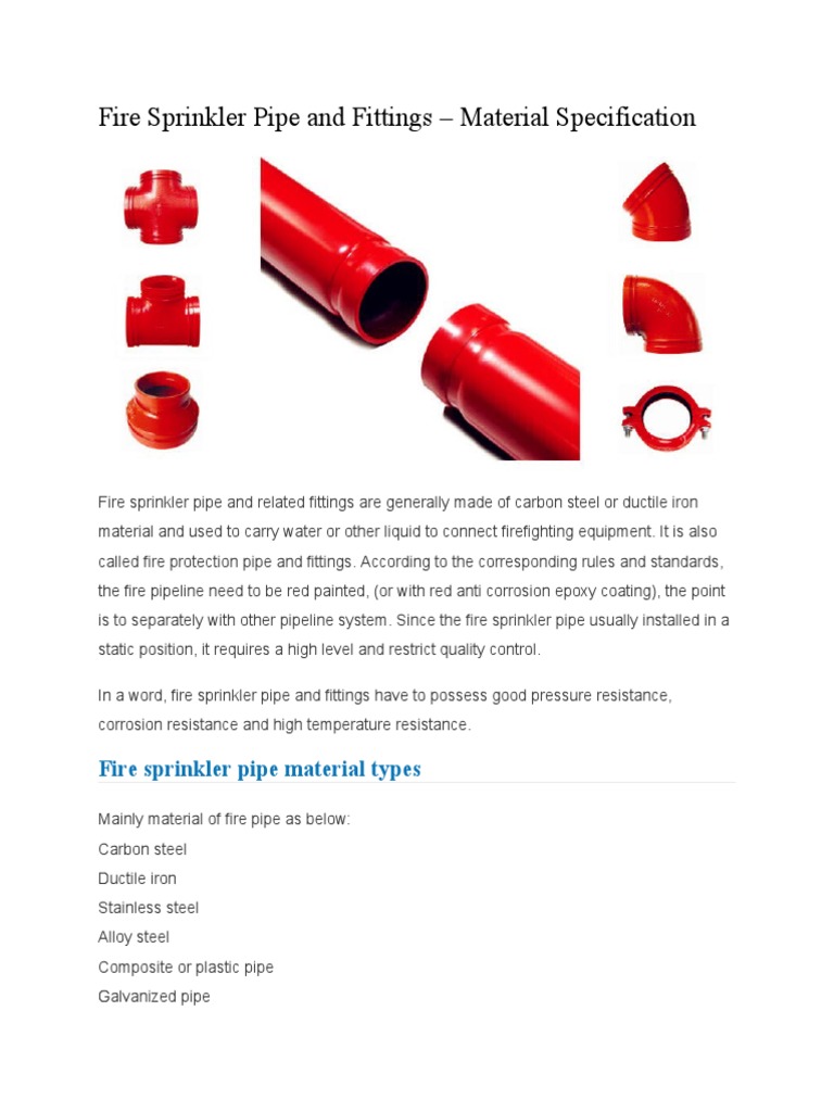 Fire Sprinkler Pipe & Fittings Guide | PDF | Pipe (Fluid Conveyance ...