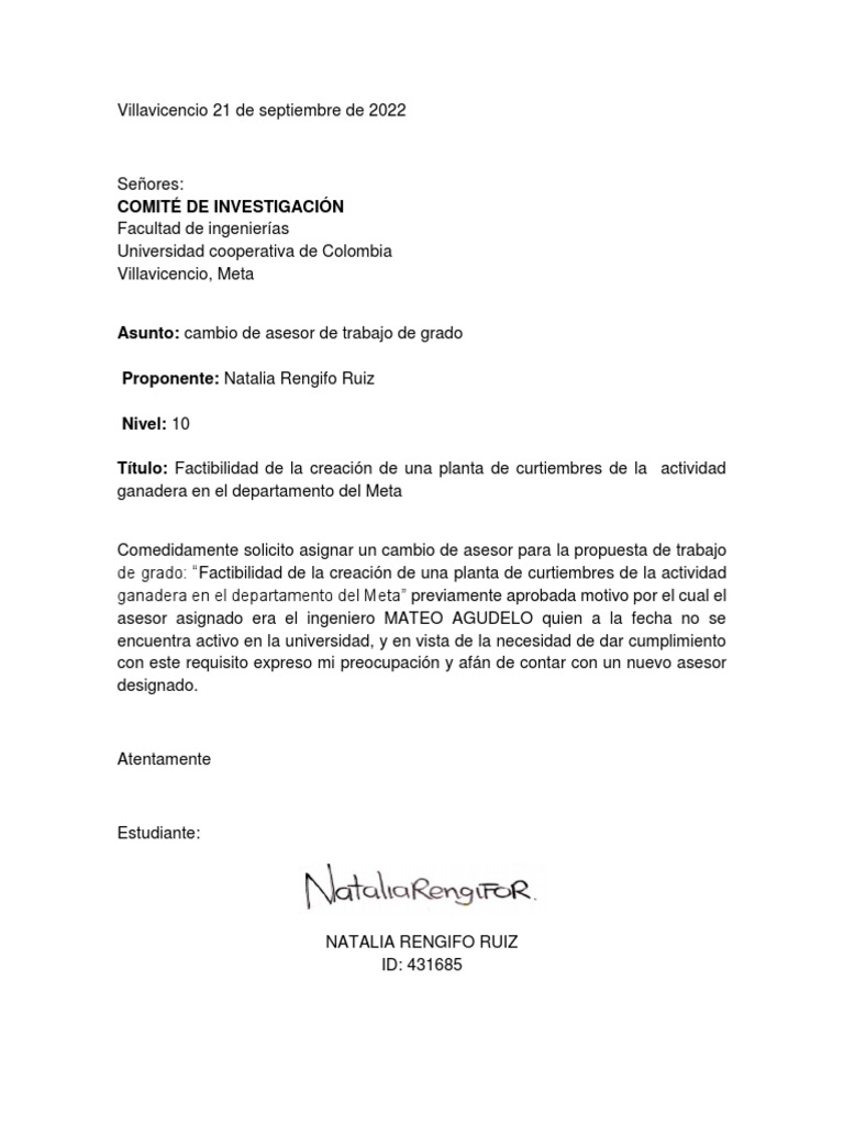 Solicitud Cambio de Asesor | PDF | Diseño | Cuero