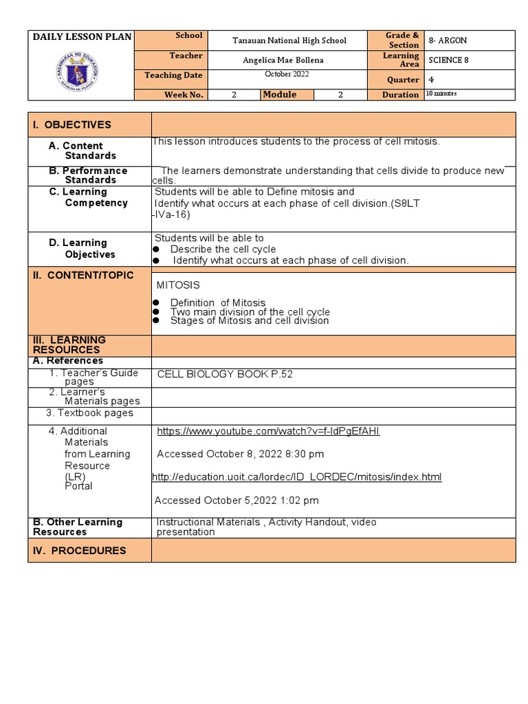 DLP Mitosis | PDF | Learning | Cell (Biology)