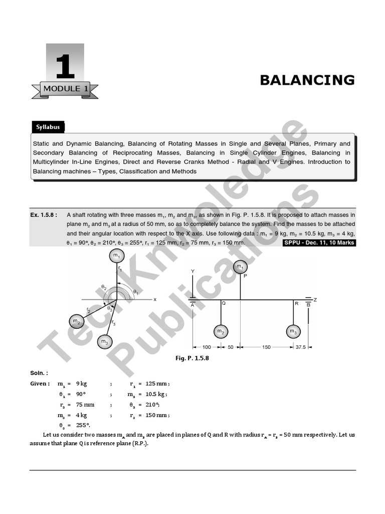 Balancing Rotating and Reciprocating Masses | PDF | Force | Rotation Around A Fixed Axis