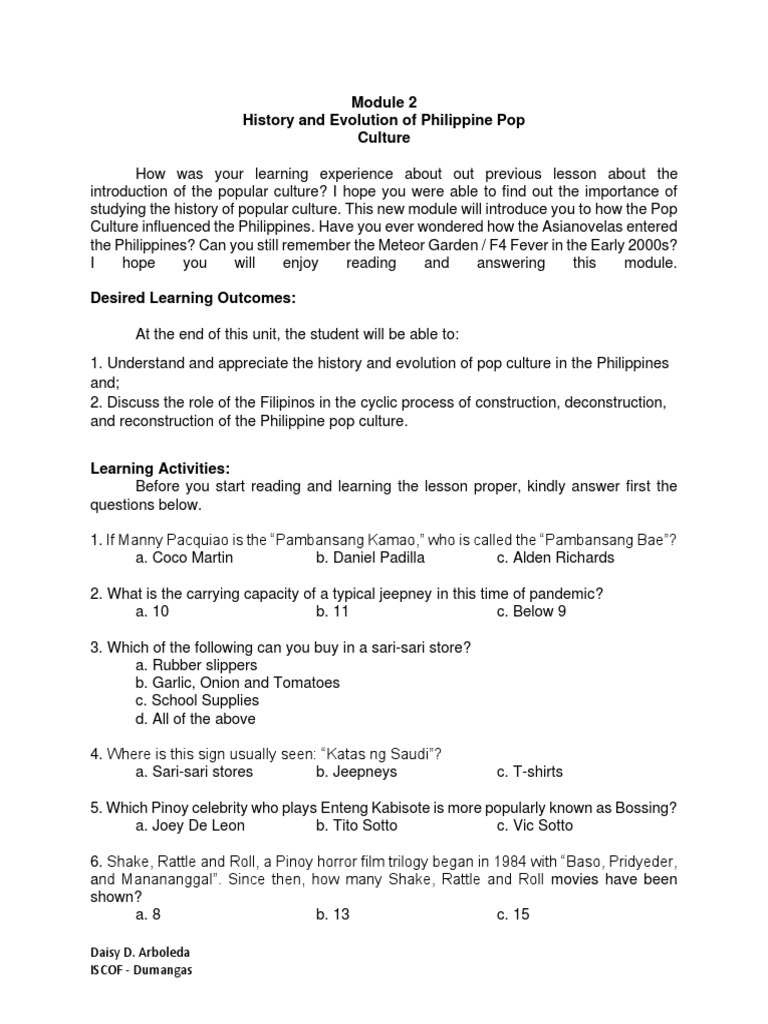 Evolution of Philippine Pop Culture | PDF