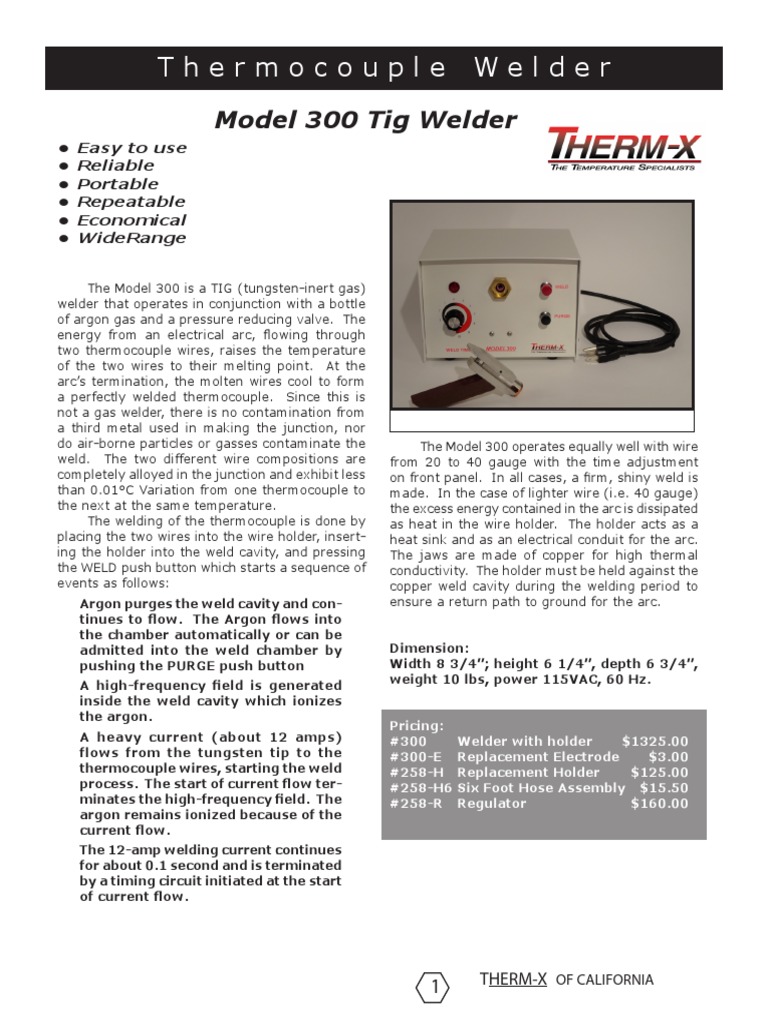 Therm-X Model 300 Thermocouple Welder | PDF