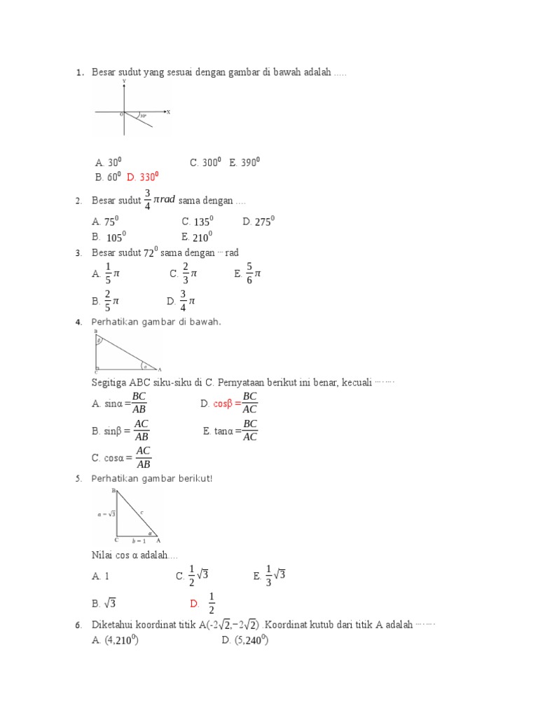Soal Uas Kls X Trigono | PDF