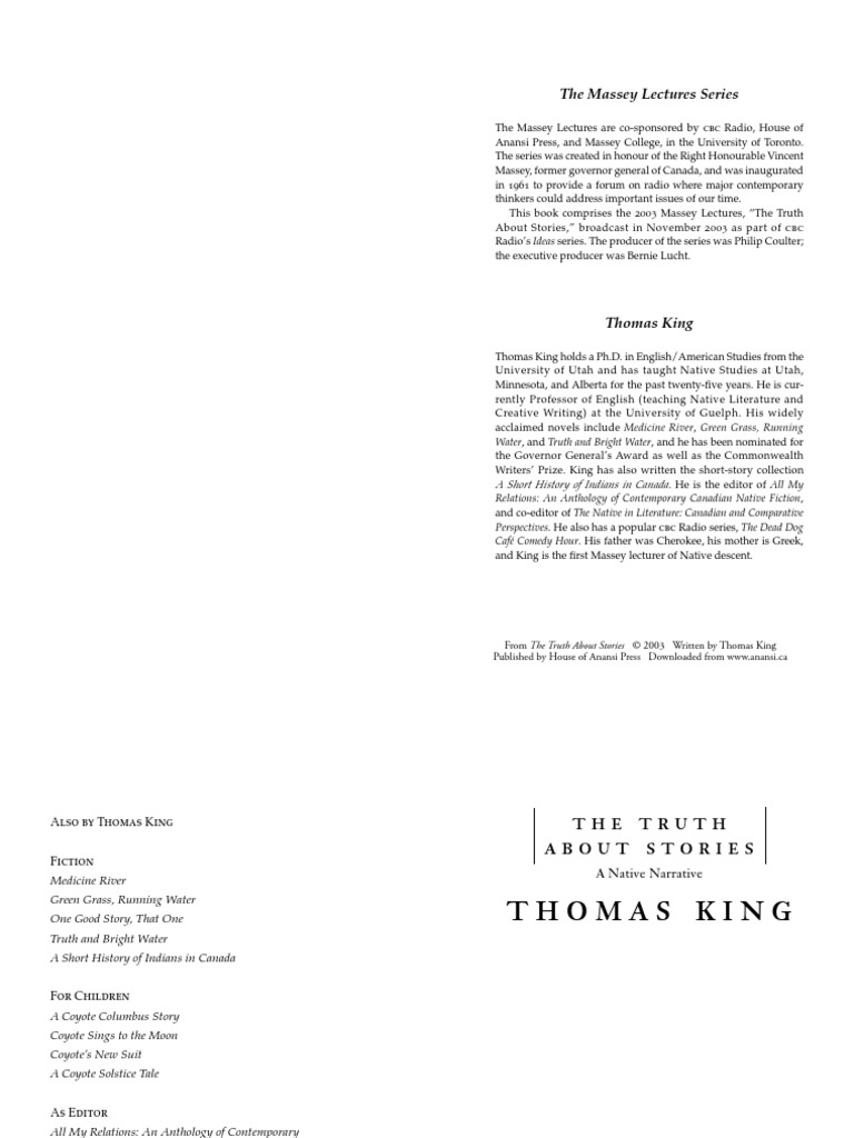 The Truth About Stories by Thomas King | PDF