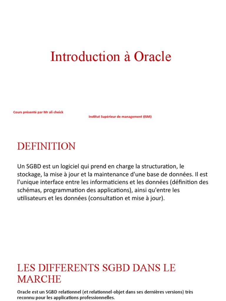 Cours | PDF | Sauvegarde (informatique) | Base de données Oracle