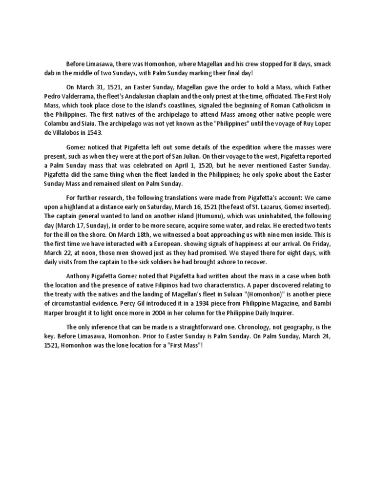 First Mass in the Philippines: Homonhon | PDF