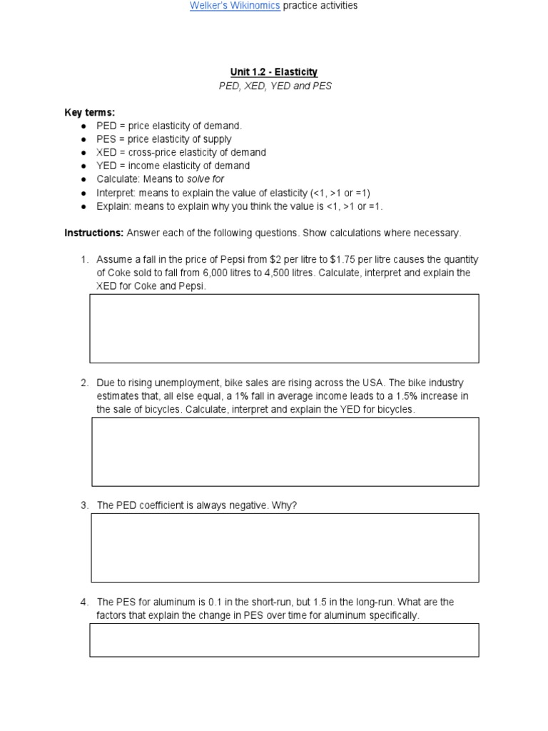 1.2.1 PED, XED, YED and PES Practice Activity | PDF