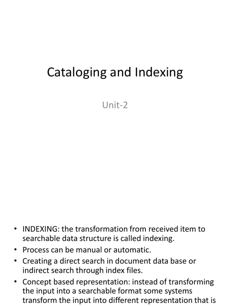 IRS Cataloging and Indexing 2.1 | PDF | Search Engine Indexing | Computing