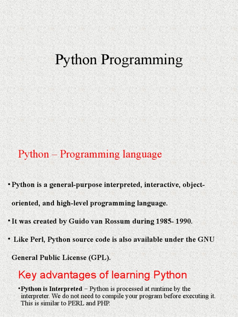 Python Programming Introduction All Pdf Control Flow Python