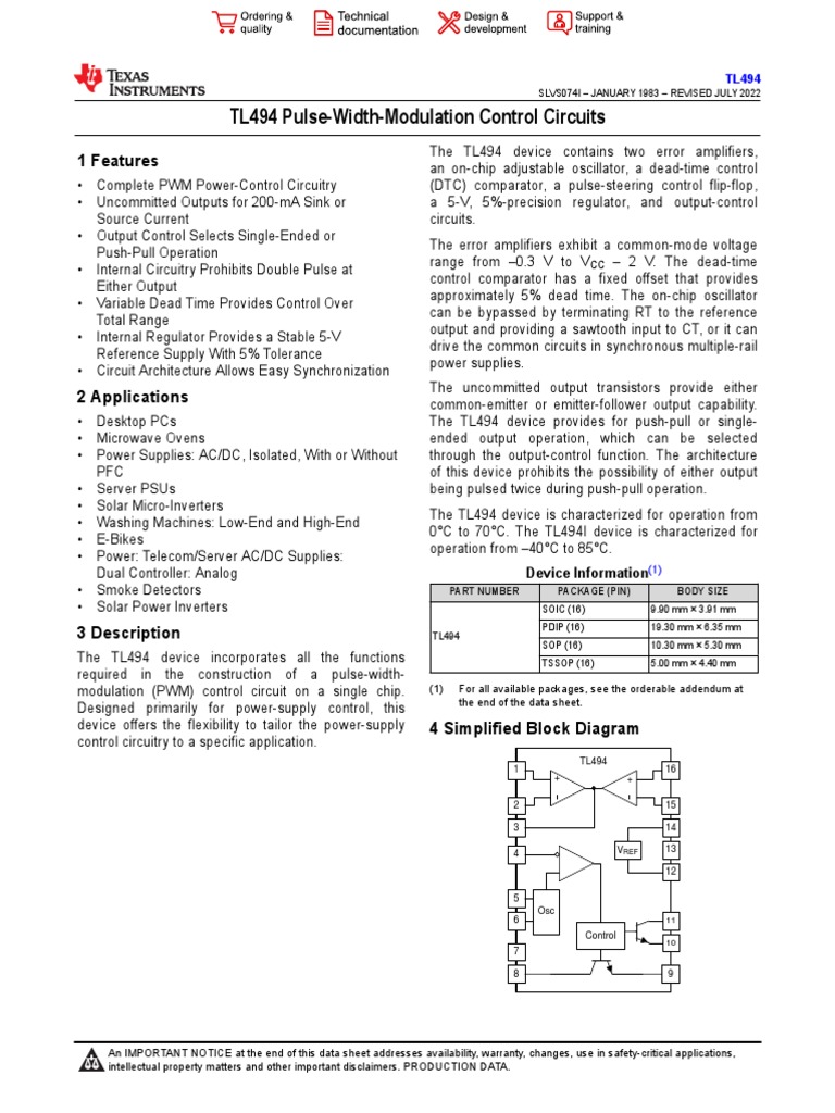 TL 494 | PDF | Amplifier | Electrostatic Discharge