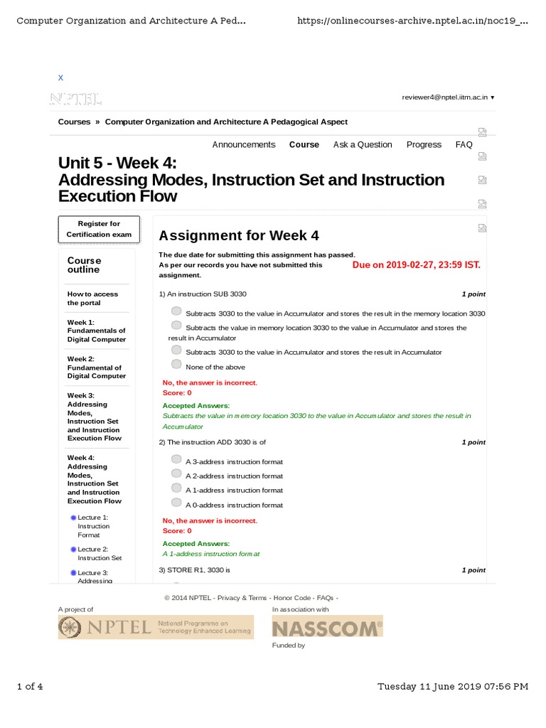 Noc19 cs04 Assignment5 | PDF | Central Processing Unit | Computer Architecture