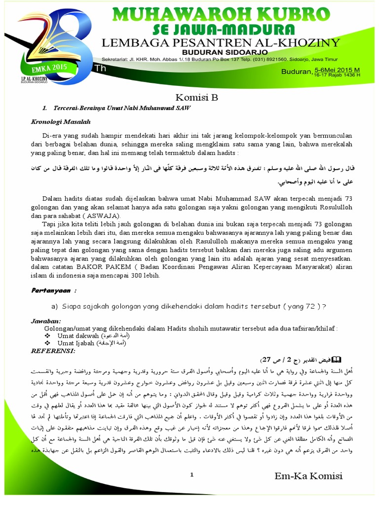 Hasil Keputan Komisi B | PDF