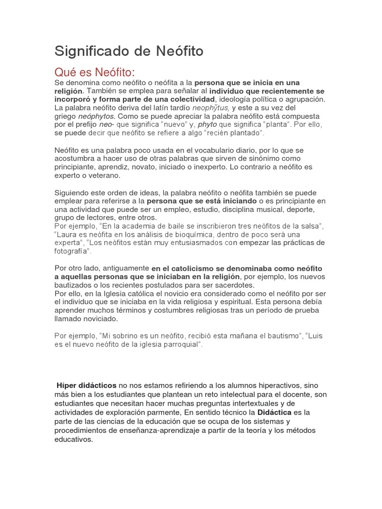 Significado de Neófito | PDF | Cognición