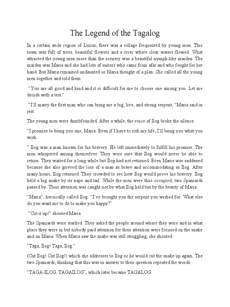 Origin of the Tagalog Legend | PDF | General Fiction