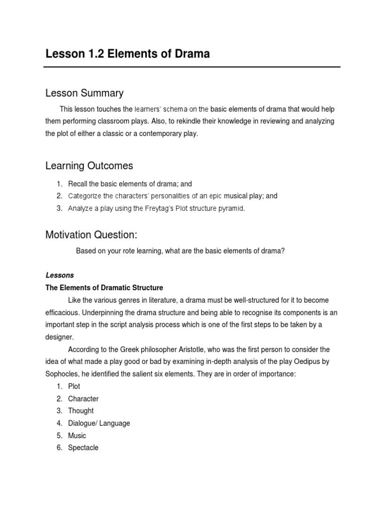 Understanding Elements of Drama | PDF | Plot (Narrative) | Theatre