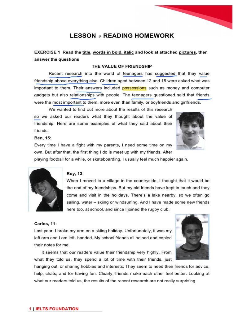 #3 - Reading Homework | PDF | Curry | Friendship