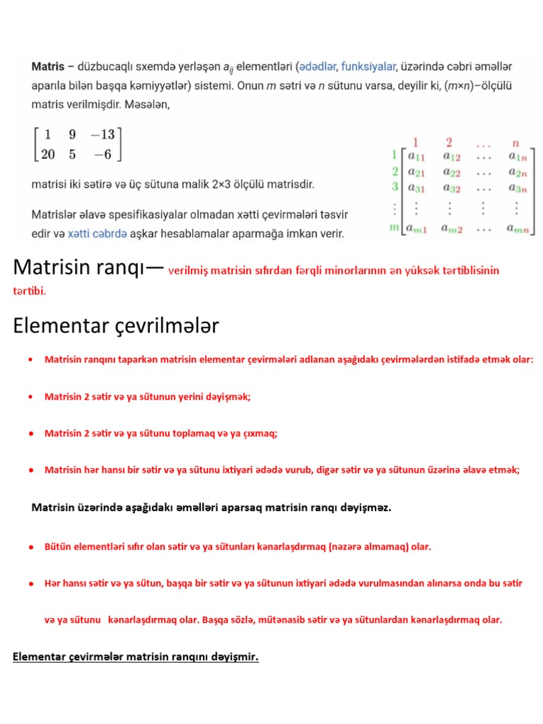 Matrisin Ranqı | PDF