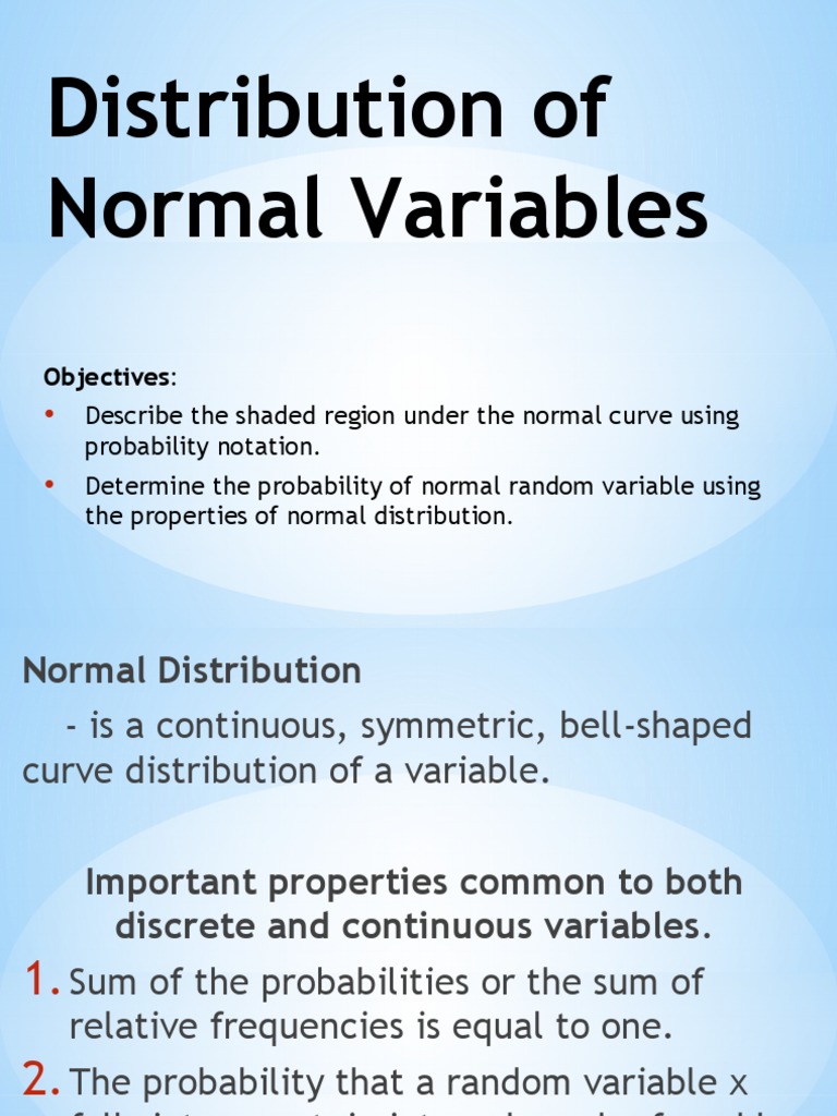 Distribution of Normal Variables | PDF | Normal Distribution | Probability Distribution
