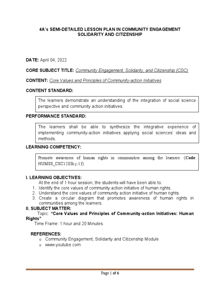 CESC Lesson Plan Human Rights 1 | PDF | Property | Rights