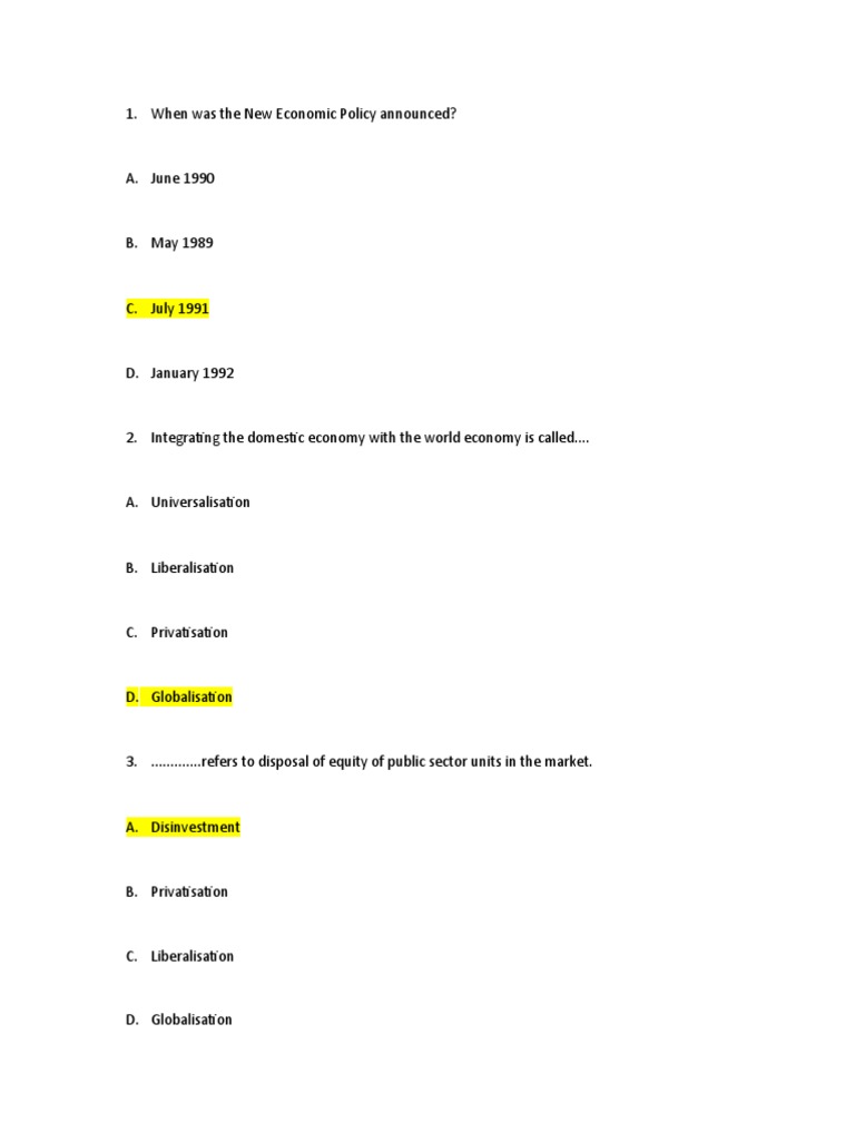Globalization Quiz 1 | PDF | Finance & Money Management