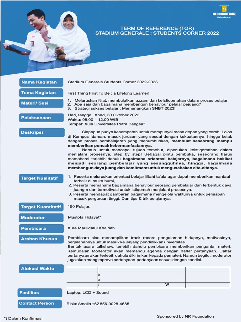 CONTOH TOR (Term of Reference) | PDF