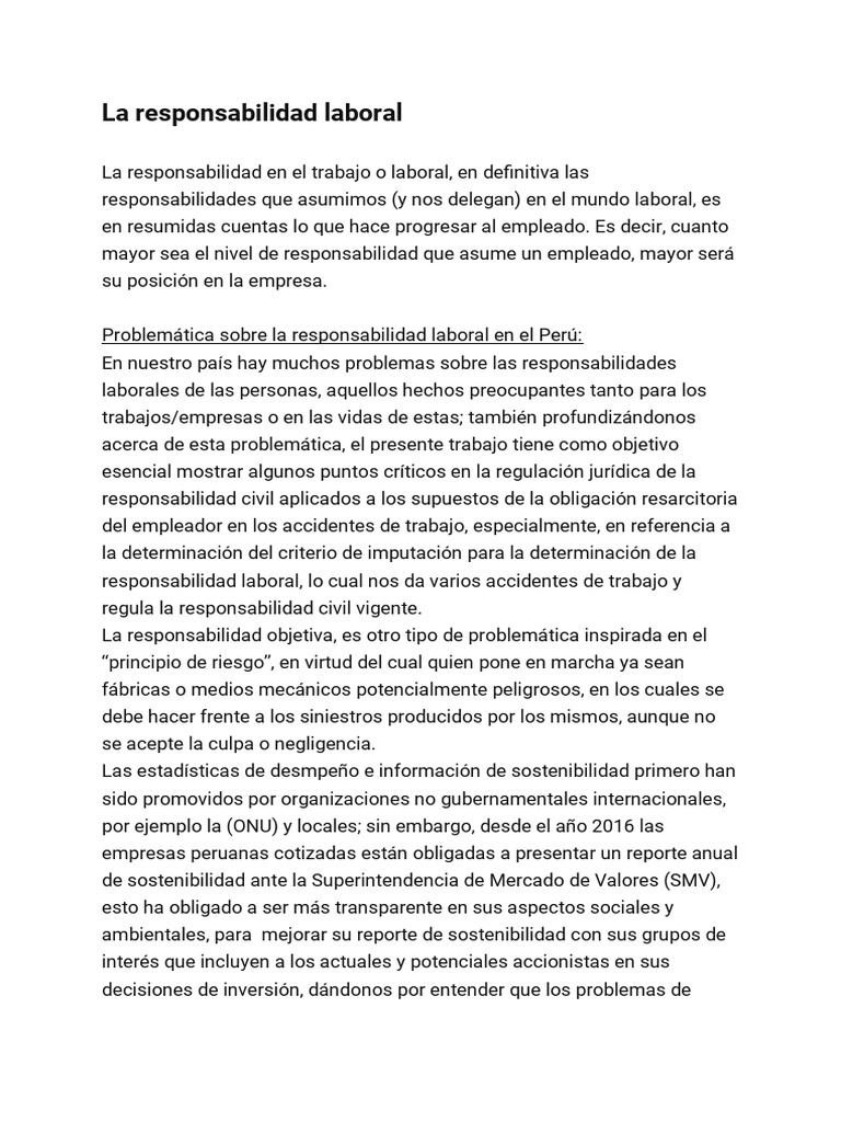 La Responsabilidad Laboral | PDF | Economias