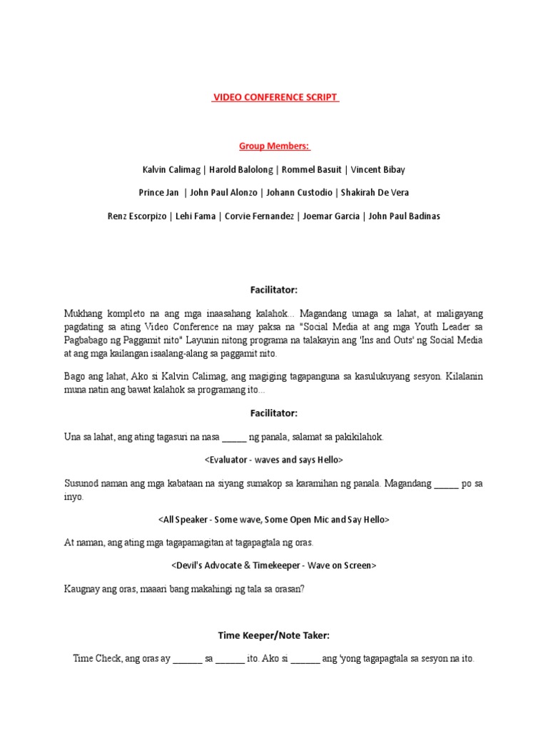 FIL124 Video Conference Script | PDF