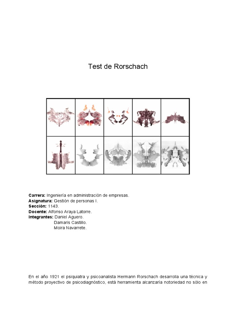Test Rorschach | PDF | Sicología | Conceptos psicologicos