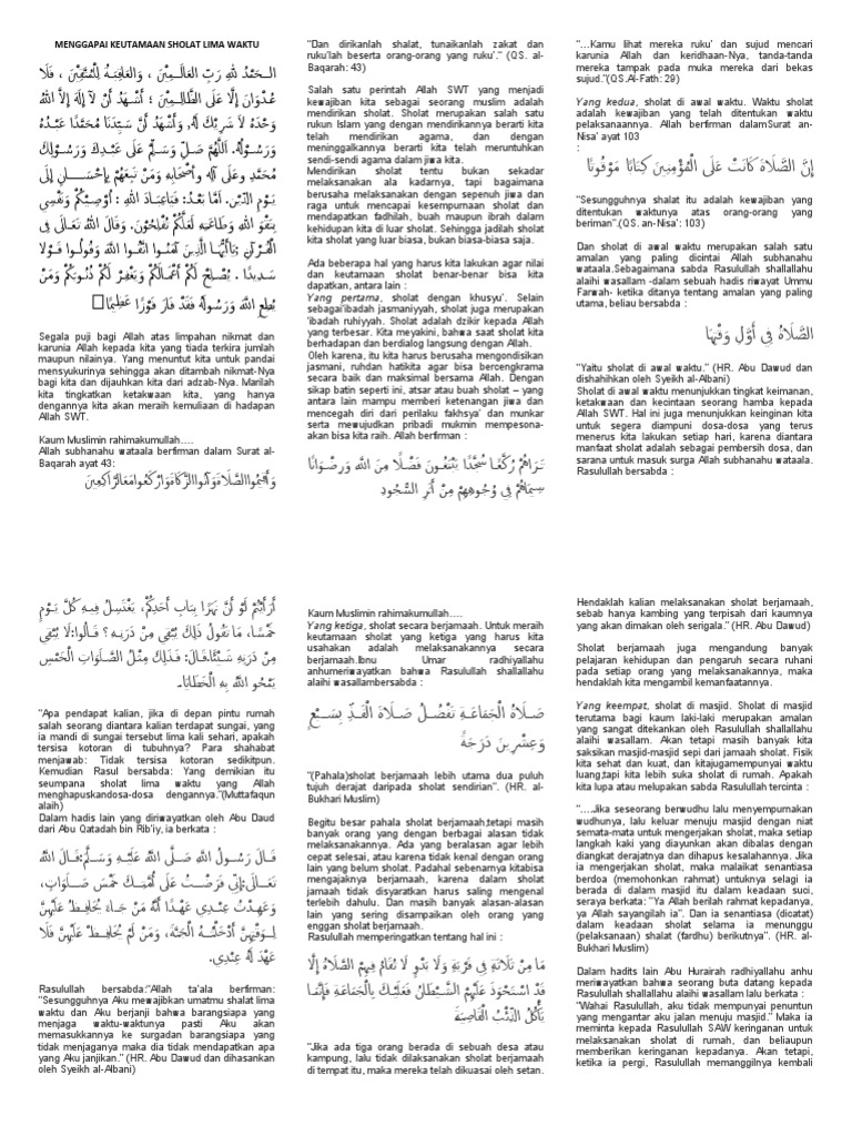 Khutbah Jum'at - Menggapai Keutamaan Sholat | PDF
