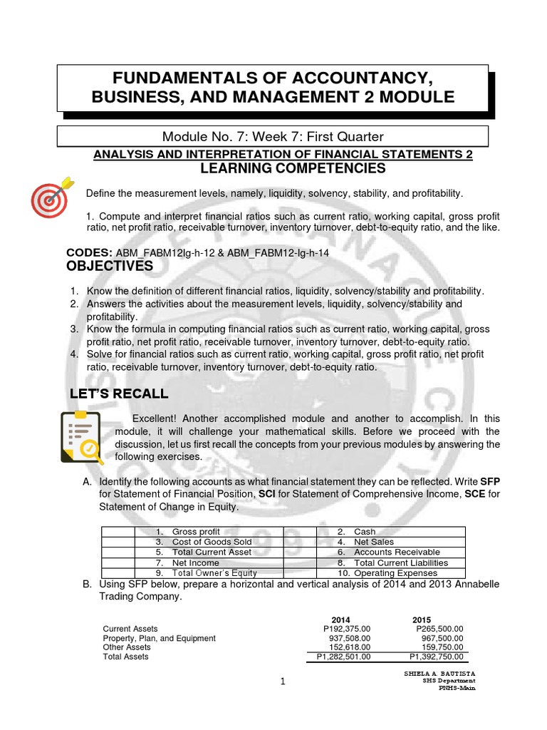 Fabm2 q1 Module7 Week7 | PDF | Equity (Finance) | Revenue