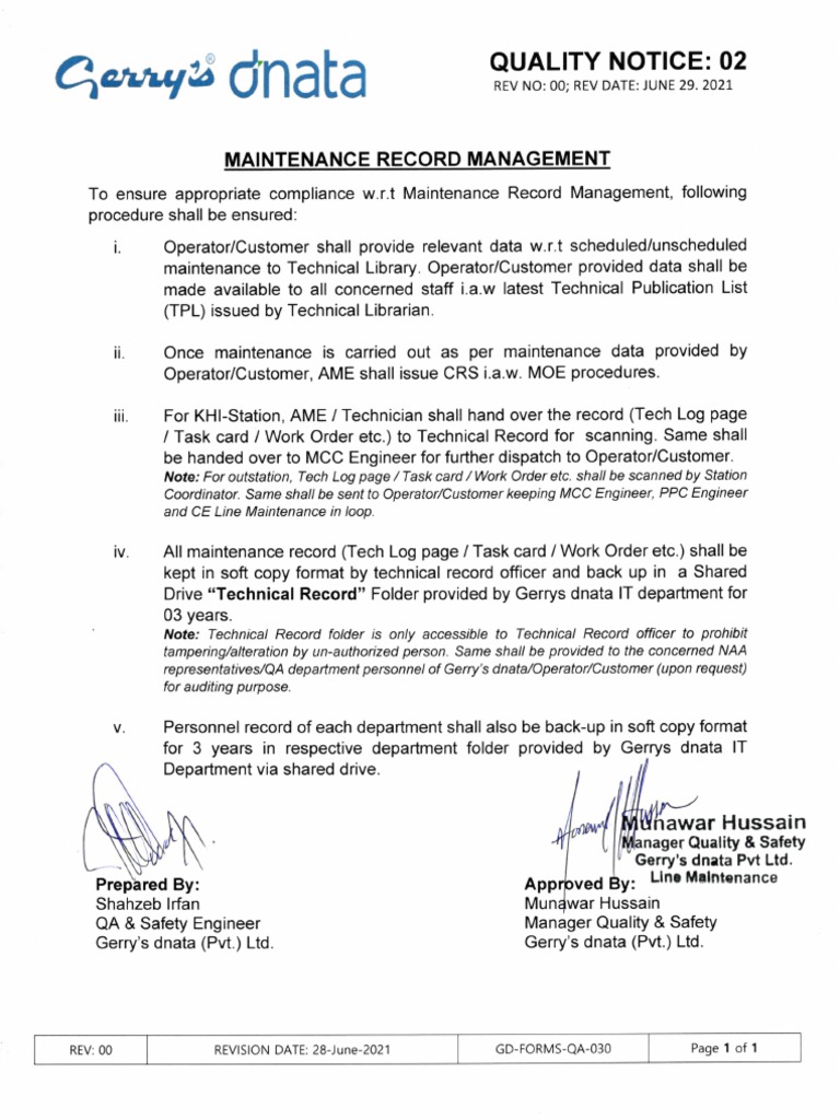 Quality Notice No 02 | PDF