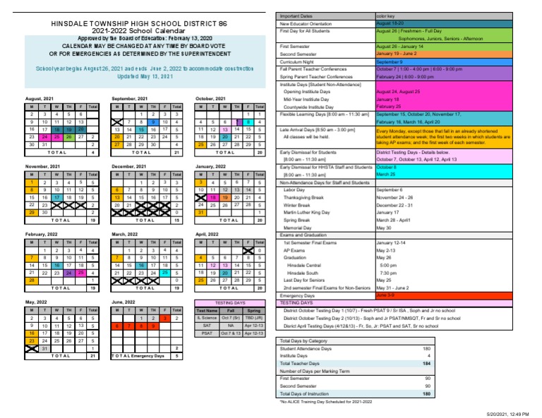 2021-2022 School Year Calendar - Updated May 13 2021 | PDF | Academic ...