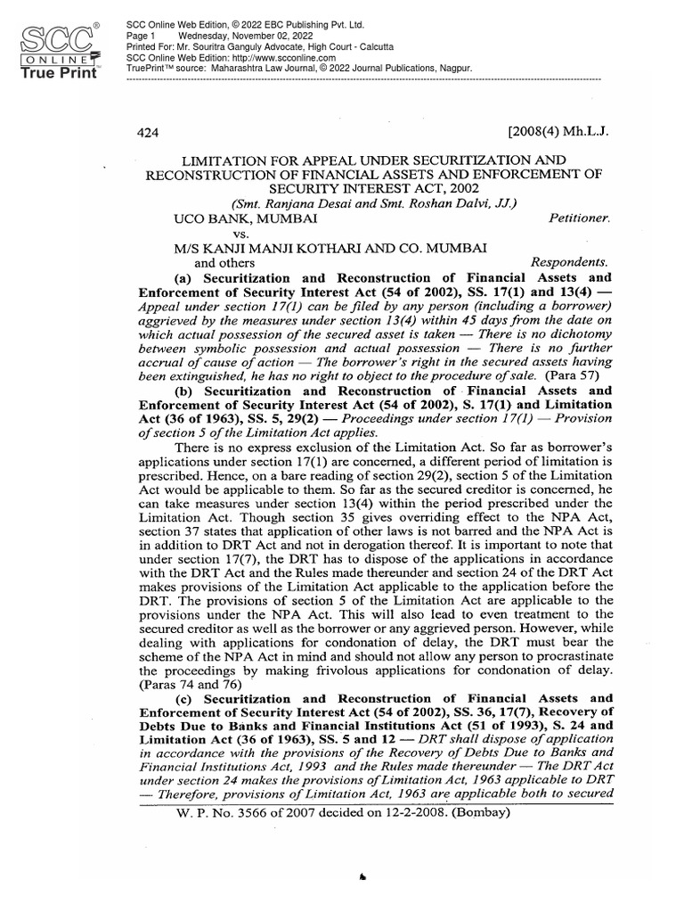 Kanji Manji Kothari-Bom HC | PDF