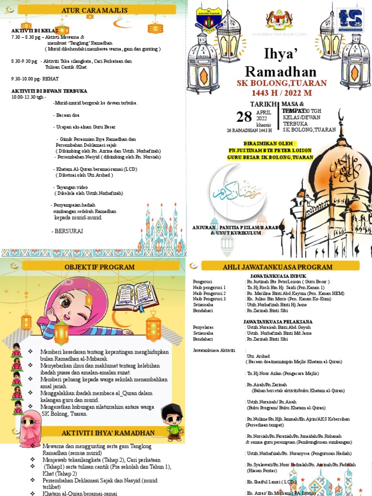 Buku Program Majlis Penutup Ihya' Ramadhan 2022 Skbolong | PDF