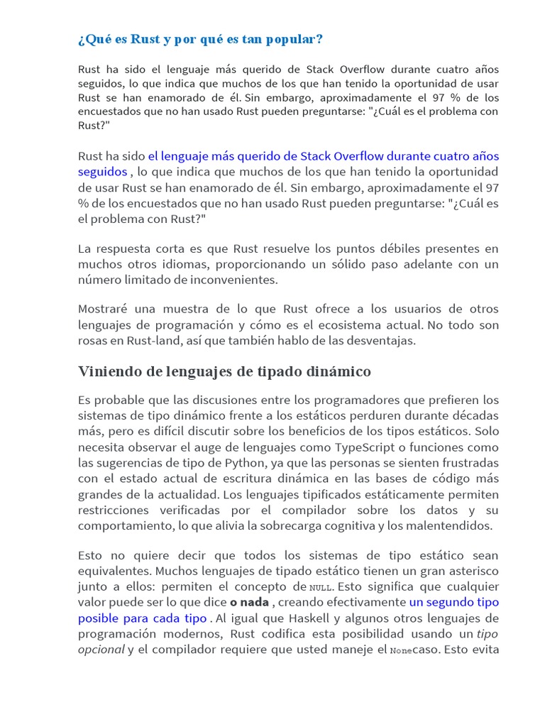 Qué Es Rust y Por Qué Es Tan Popular | PDF | Lenguaje de programación ...