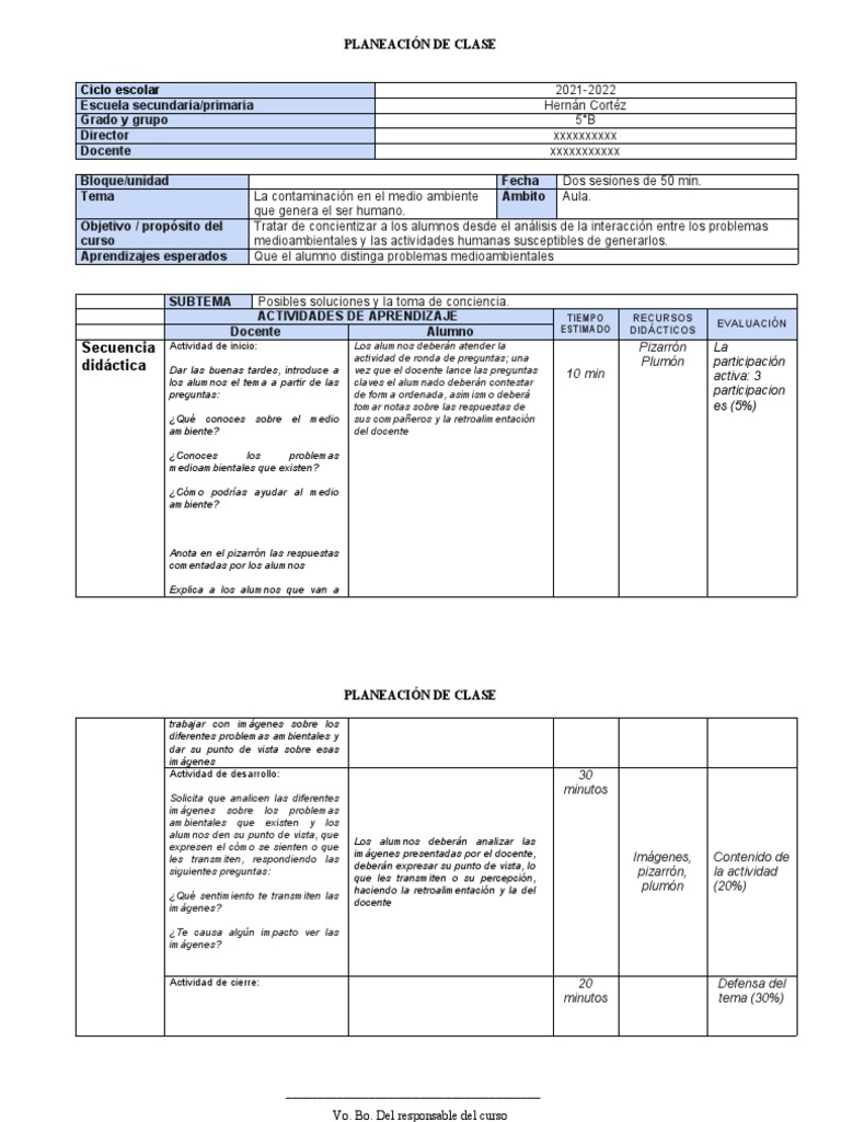Planeación de Clase. | PDF