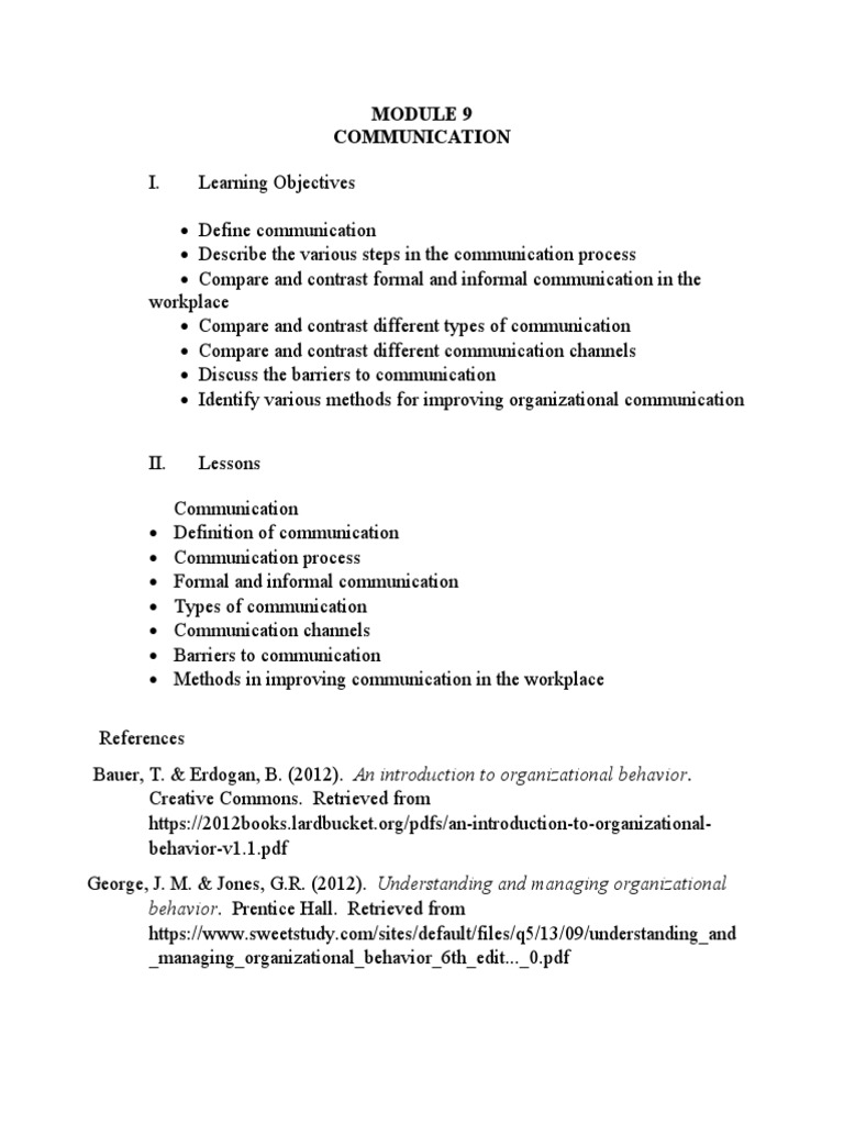 Module 9 Communication | PDF | Communication | Cognition