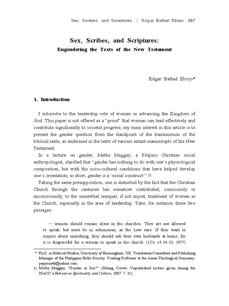 39 19 Sex Scribes And Scriptures Edgar Pdf Bible New Testament