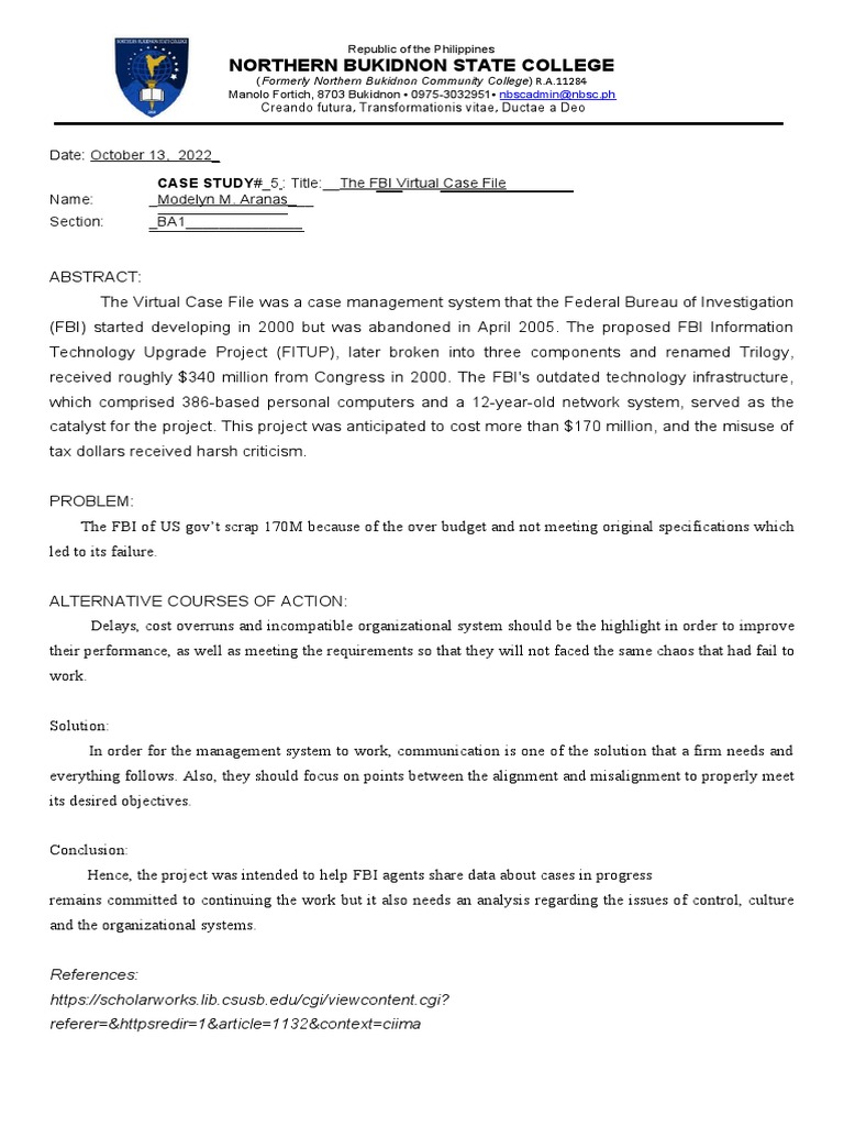 Case Study 5the FBI Virtual Case File | PDF