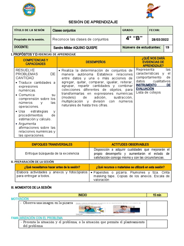 Sesion Arit 2 | PDF | Aprendizaje | Evaluación