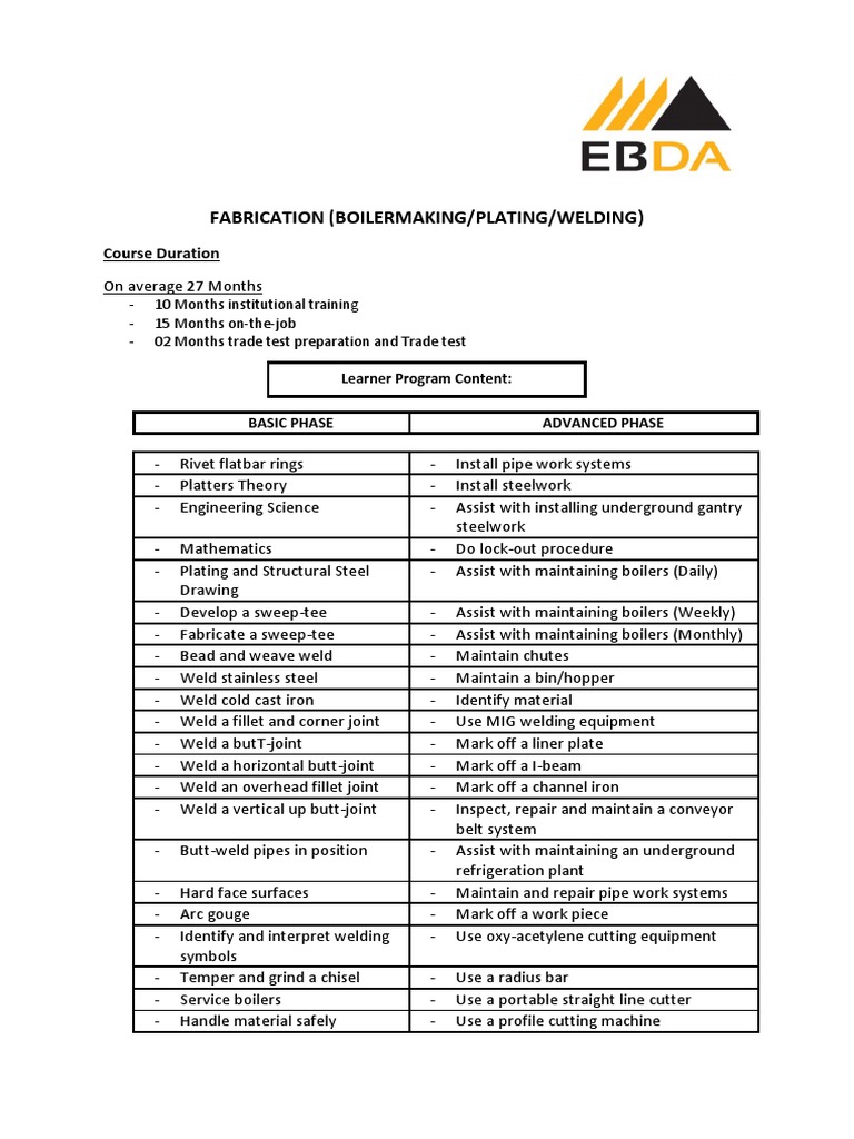 Boilermaking and Welding Course Overview | PDF | Welding | Construction