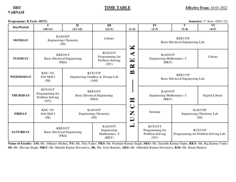 B Tech Time Table Revised | PDF | Engineering