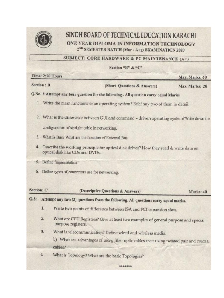 DIT Past Paper 19,20 & 21 | PDF