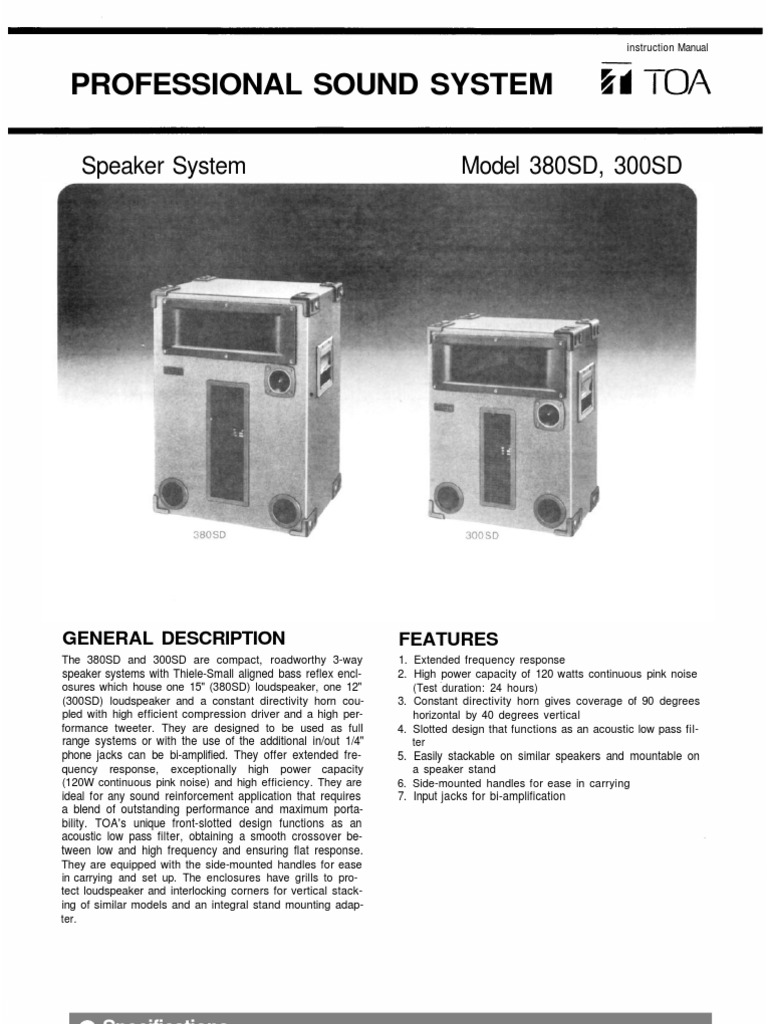 TOA 300 - 380sd | PDF | Loudspeaker | Waves