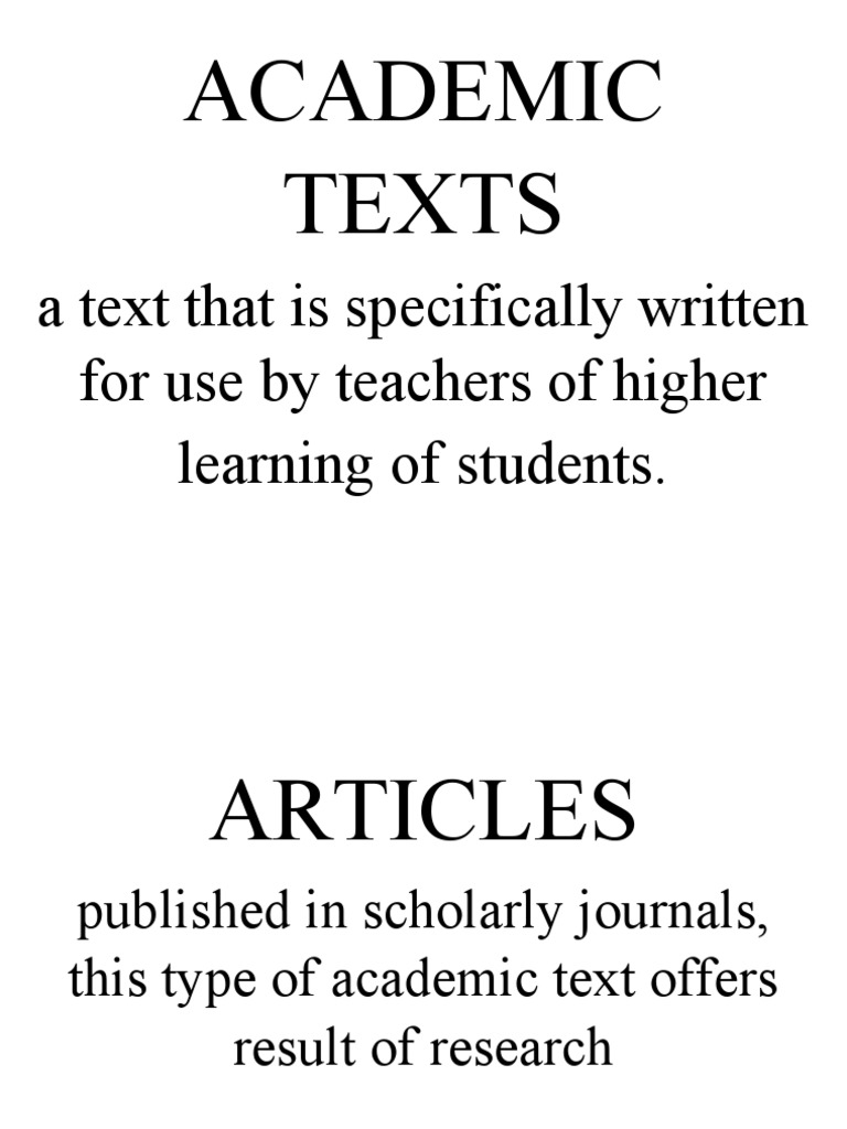 Types of Academic Texts Explained | PDF | Science & Mathematics