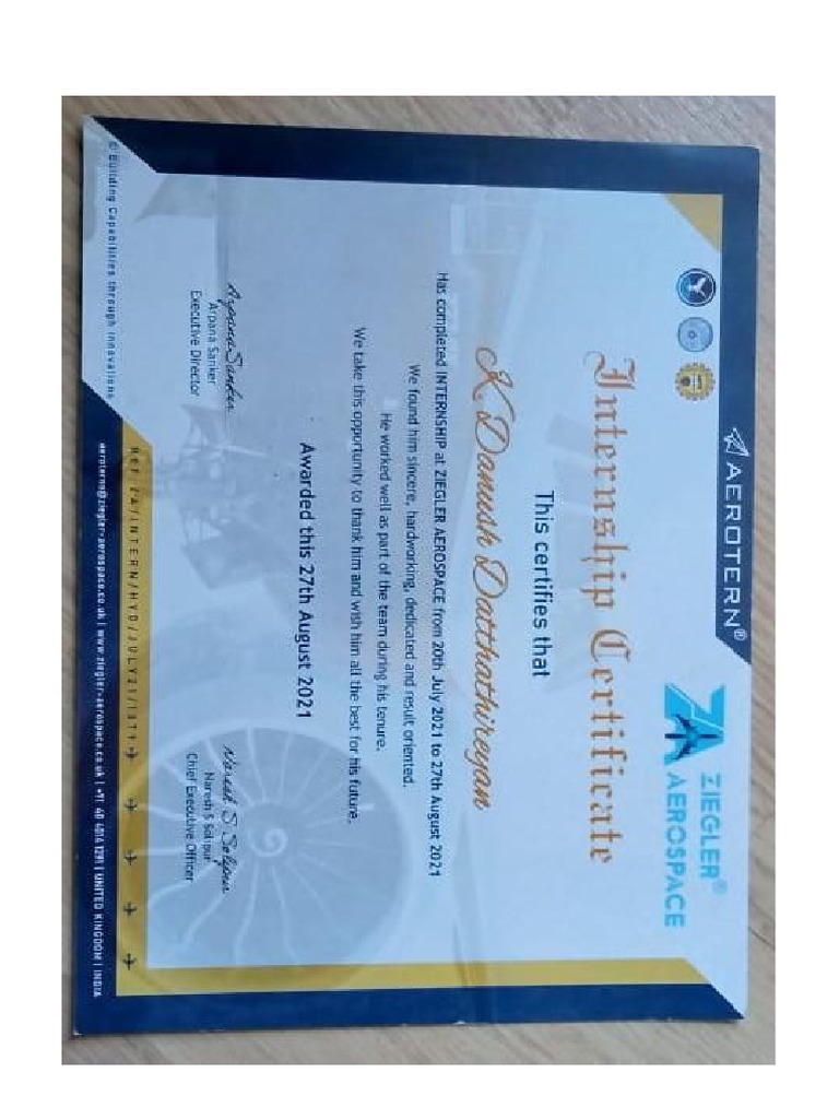 Ziegler Aerospace Certificate | PDF