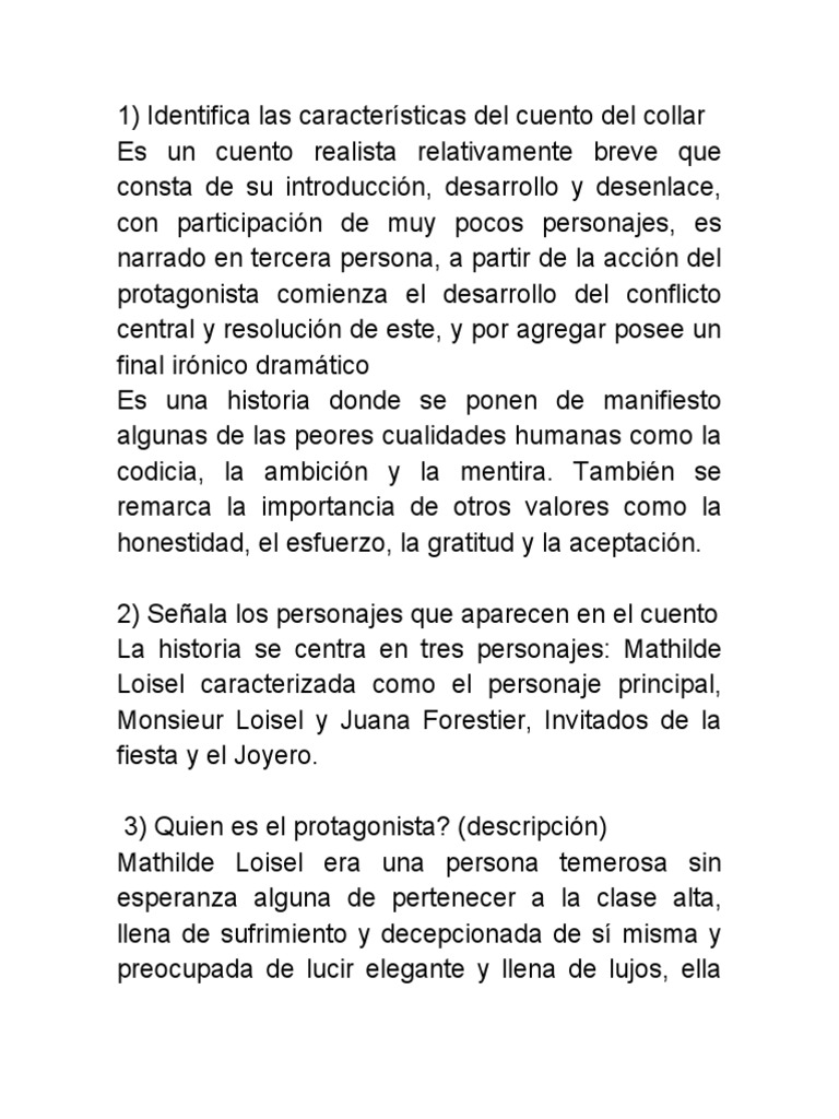 Cuento El Collar | PDF